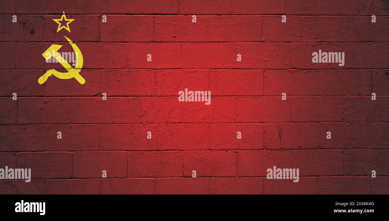 Flag of the Union of Soviet Socialist Republics painted on a cinder block wall Stock Photo - Alamy