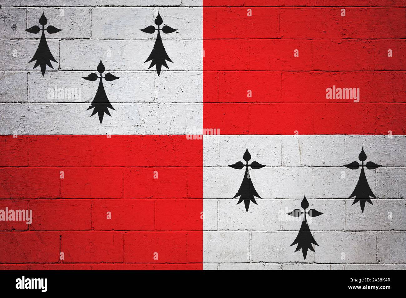 Flag of Bro-Zol (Pays de Dol) painted on a cinder block wall Stock ...