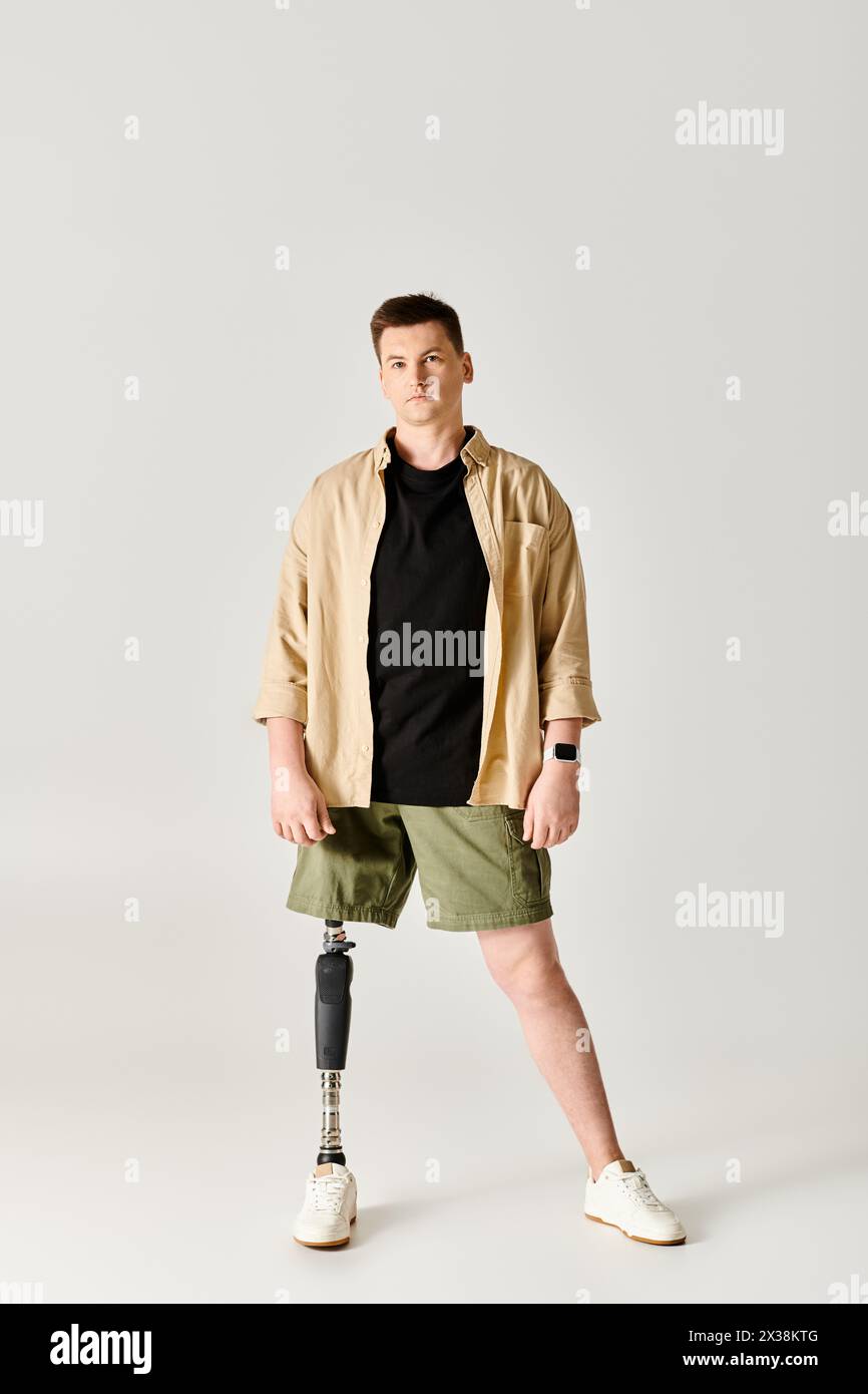 Handsome man with prosthetic leg showcasing his strength and resilience ...