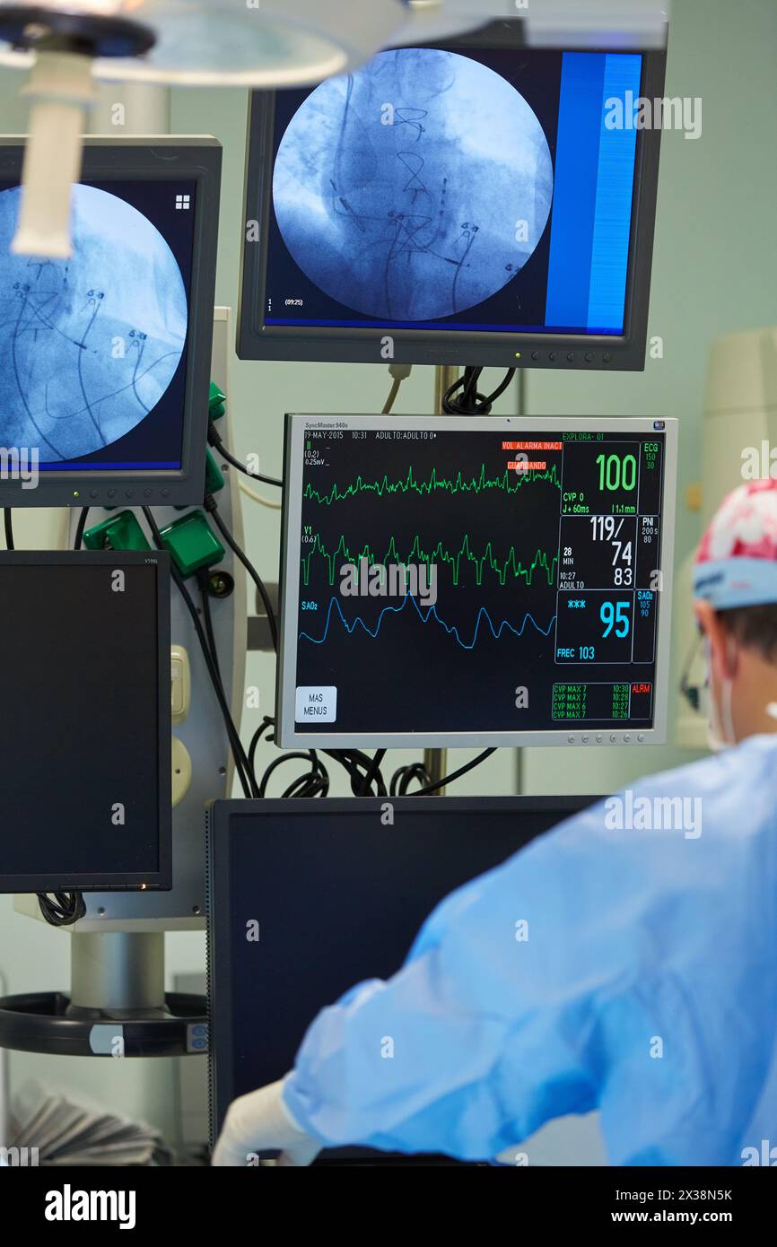 Operating room for placement of defibrillator. Intensive Care Unit ICU ...