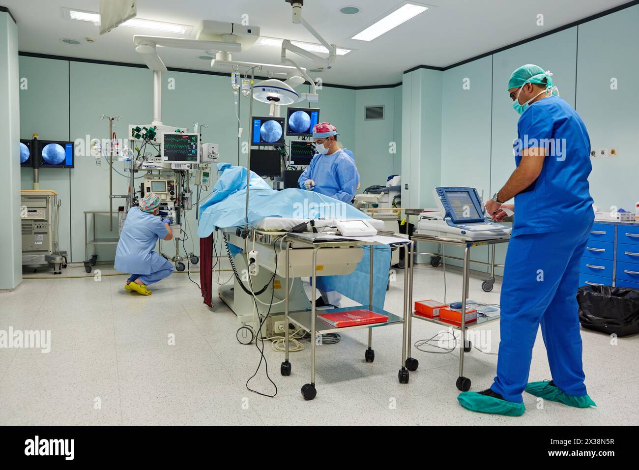 Operating room for placement of defibrillator. Intensive Care Unit ICU ...