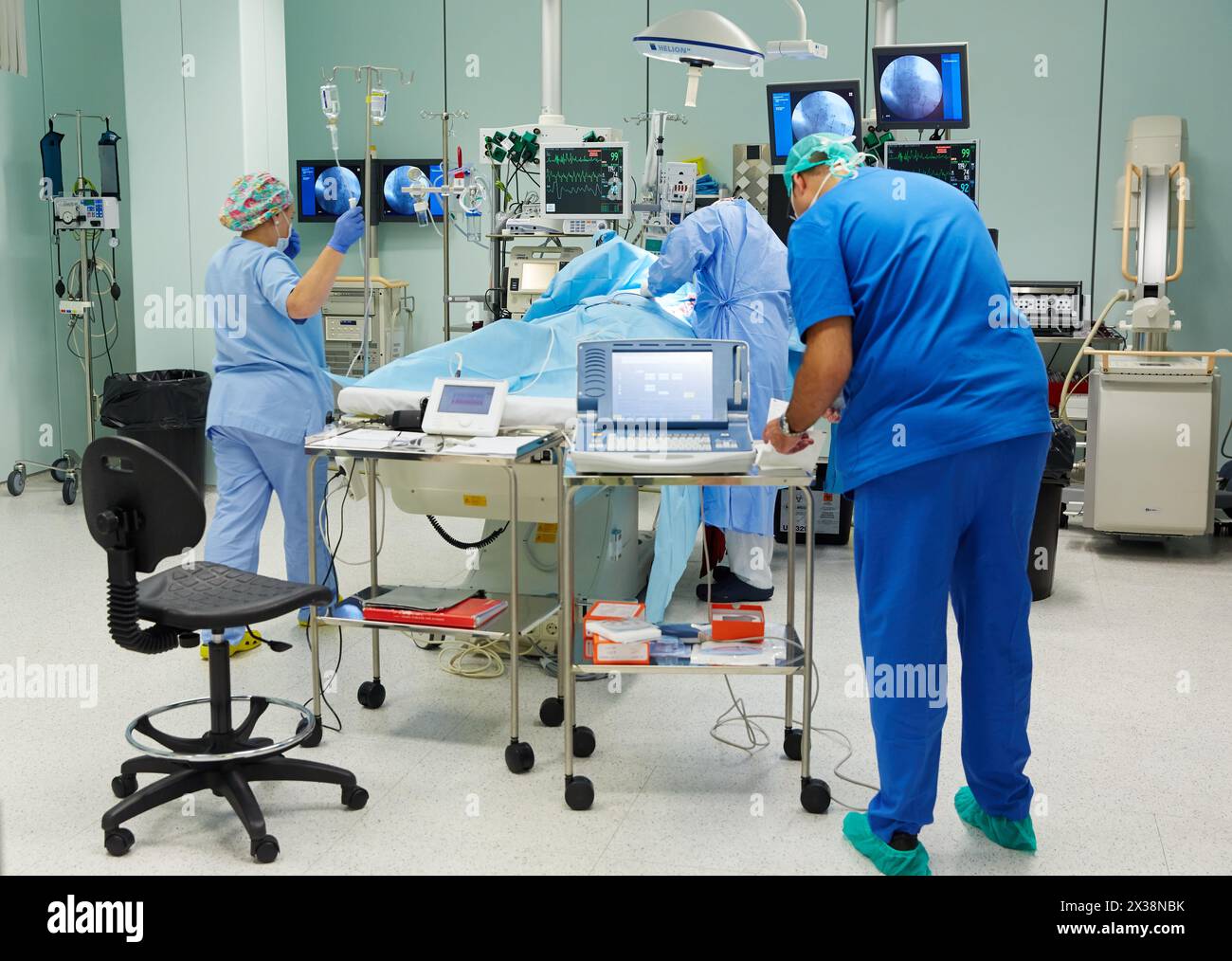 Operating room for placement of defibrillator. Intensive Care Unit ICU ...