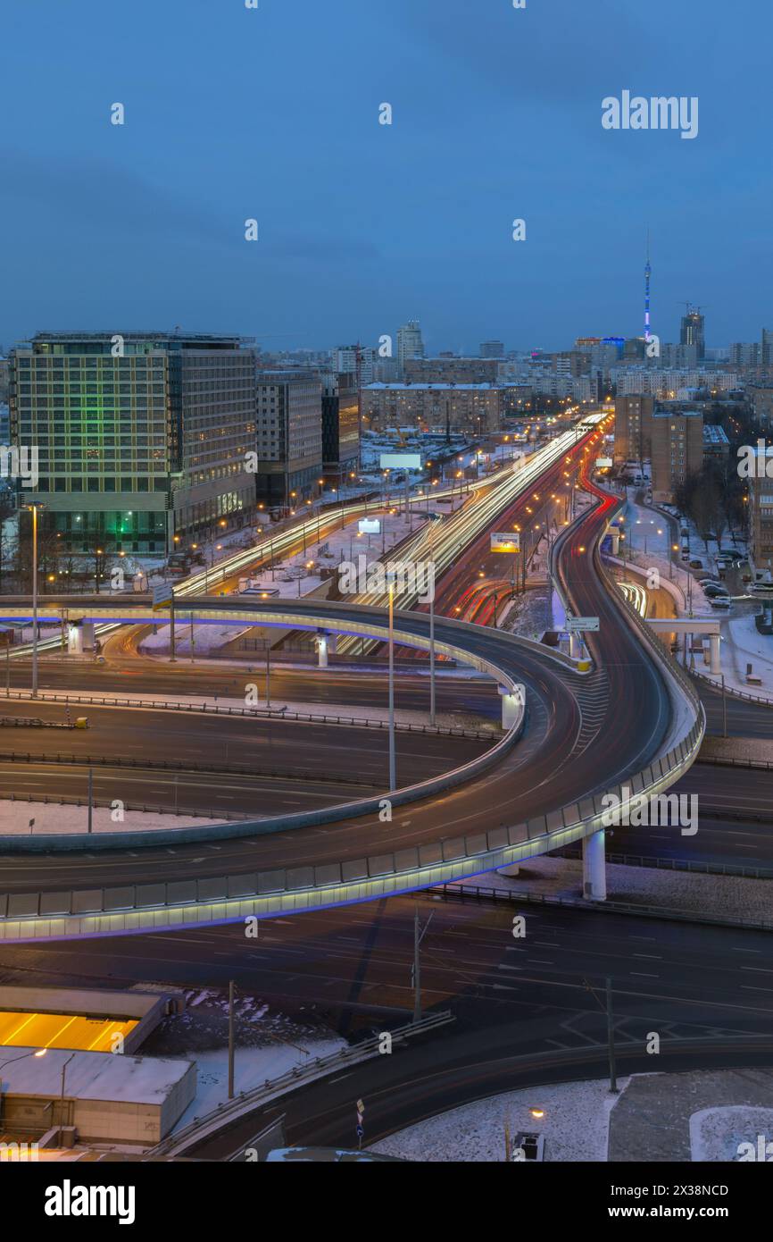 Road interchange of Third Ring Road and Leningradsky Prospect in Moscow ...