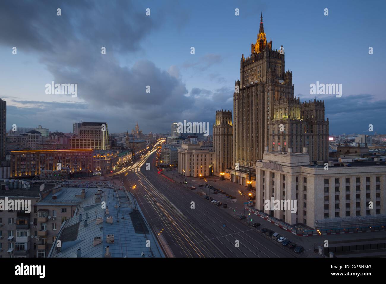 Ministry of Foreign Affairs building (Stalin skyscraper) at evening in ...