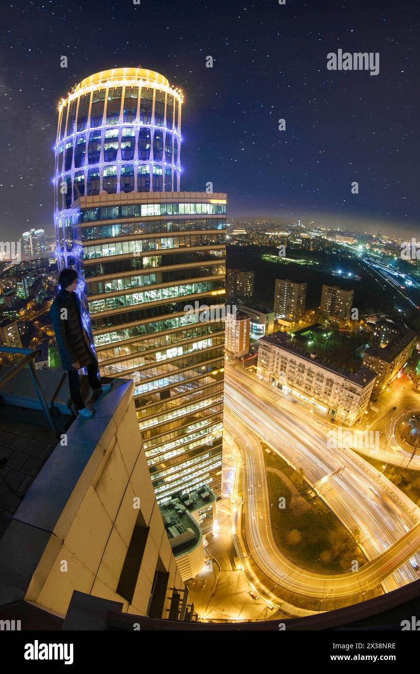 Fisheye night city roof hi-res stock photography and images - Alamy