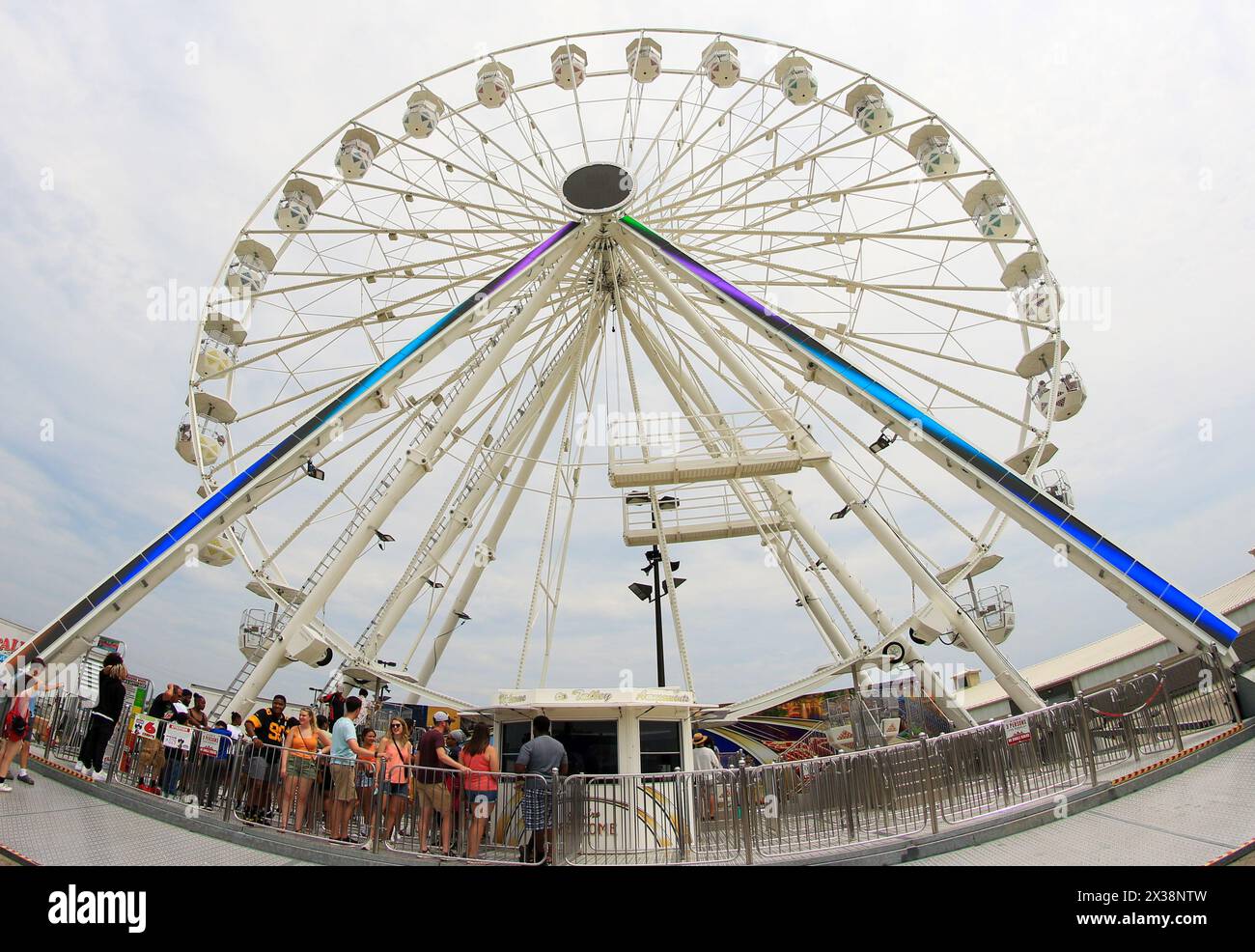 Columbus, Ohio, USA - 5 August 2023: Fisheye view of people waiting to ...