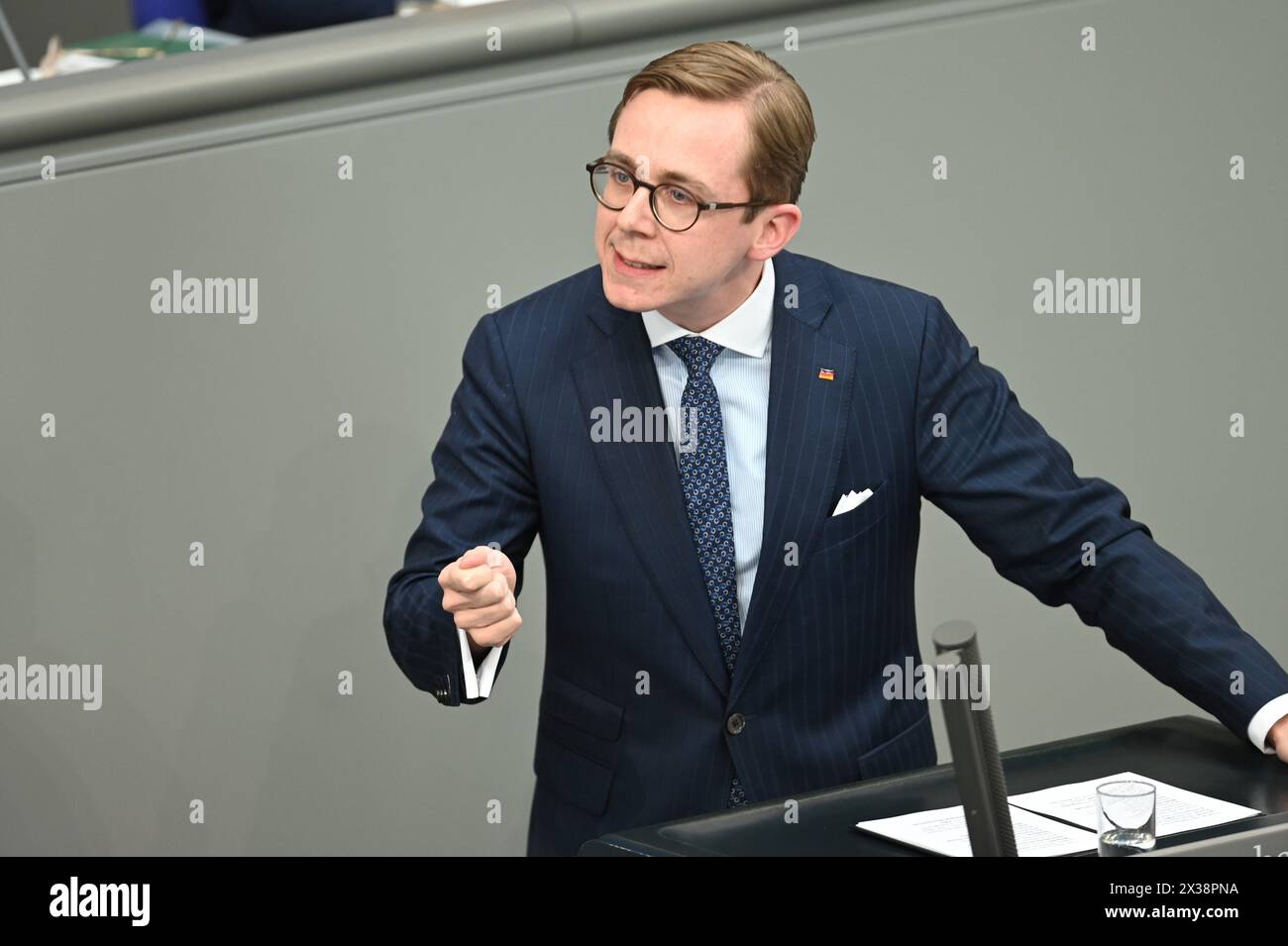 25 April 2024, Berlin: Philipp Amthor, CDU politician, speaks at a ...