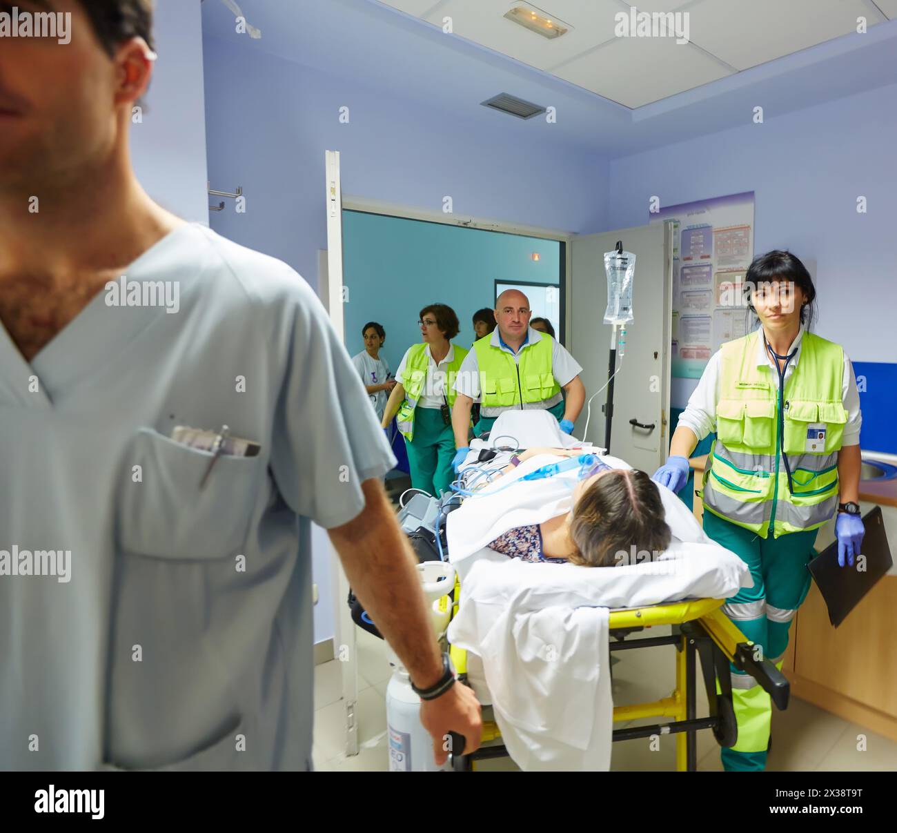 Patient transfer stretcher, Emergency room, Hospital Donostia, San ...