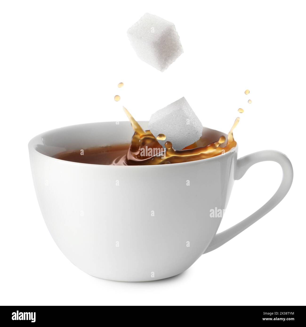 White sugar falling in black hi-res stock photography and images - Alamy