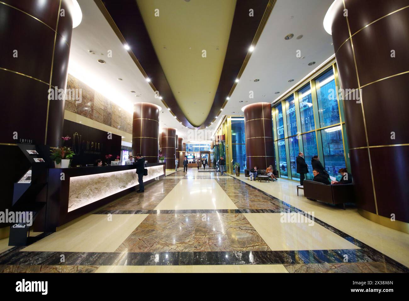 MOSCOW - OCT 20, 2016: People in hall in Empire tower in Moscow city ...