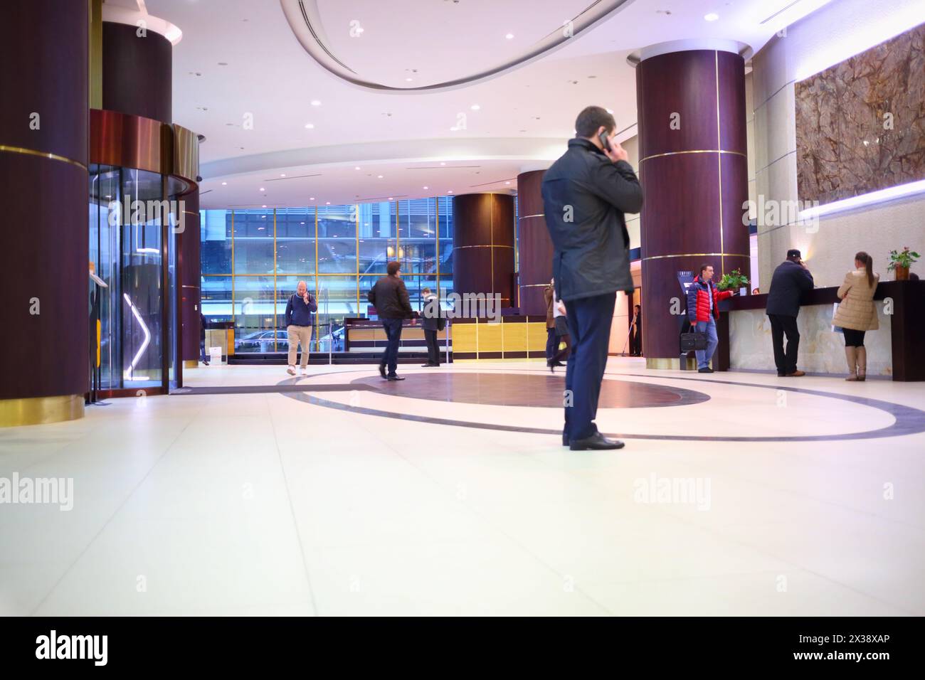 MOSCOW - OCT 20, 2016: Hall in Empire tower in Moscow city business ...