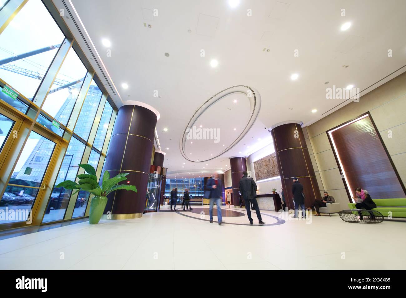 MOSCOW - OCT 20, 2016: Modern hall in Empire tower in Moscow city ...