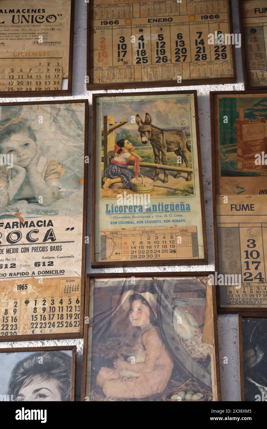 Display collection of stylised vintage calendars + advertisements in ...