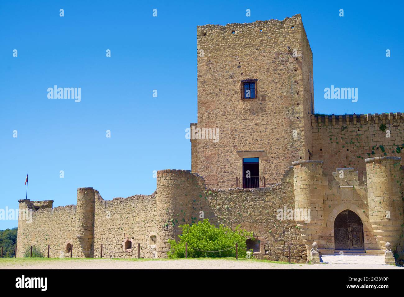 Castle with clear sky in Pedraza, Segovia province, Castilla Leon in ...