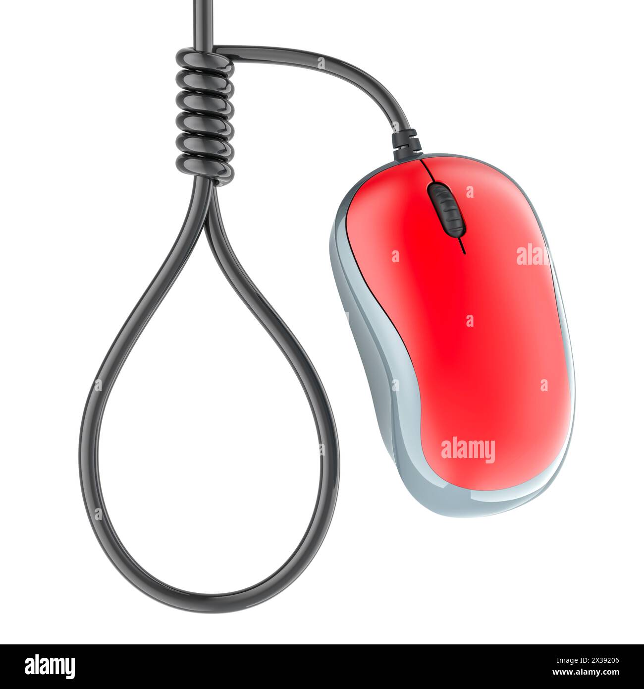 Noose from Wired Computer Mouse. 3D rendering isolated on white background Stock Photo - Alamy