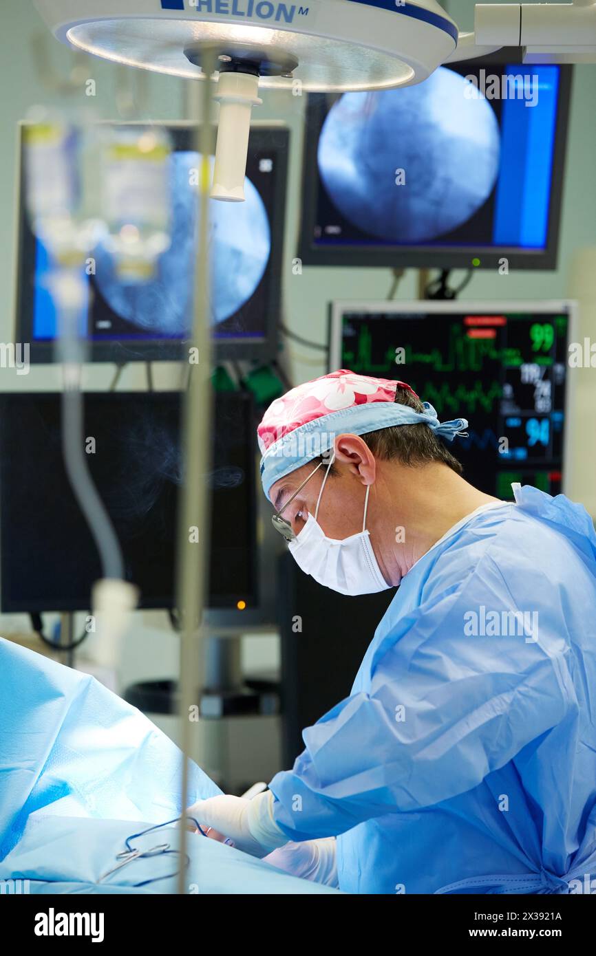 Operating room for placement of defibrillator. Intensive Care Unit ICU ...