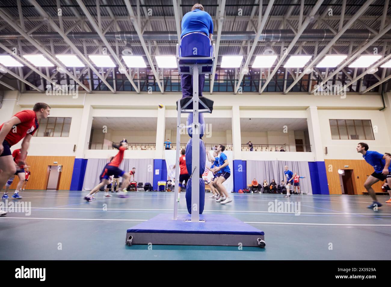 Teams and referee during volleyball game Stock Photo - Alamy
