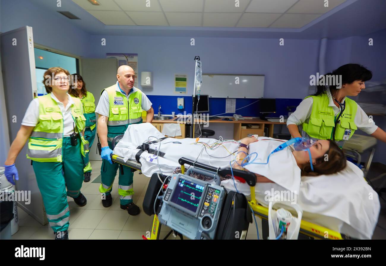 Patient transfer stretcher, Emergency room, Hospital Donostia, San ...