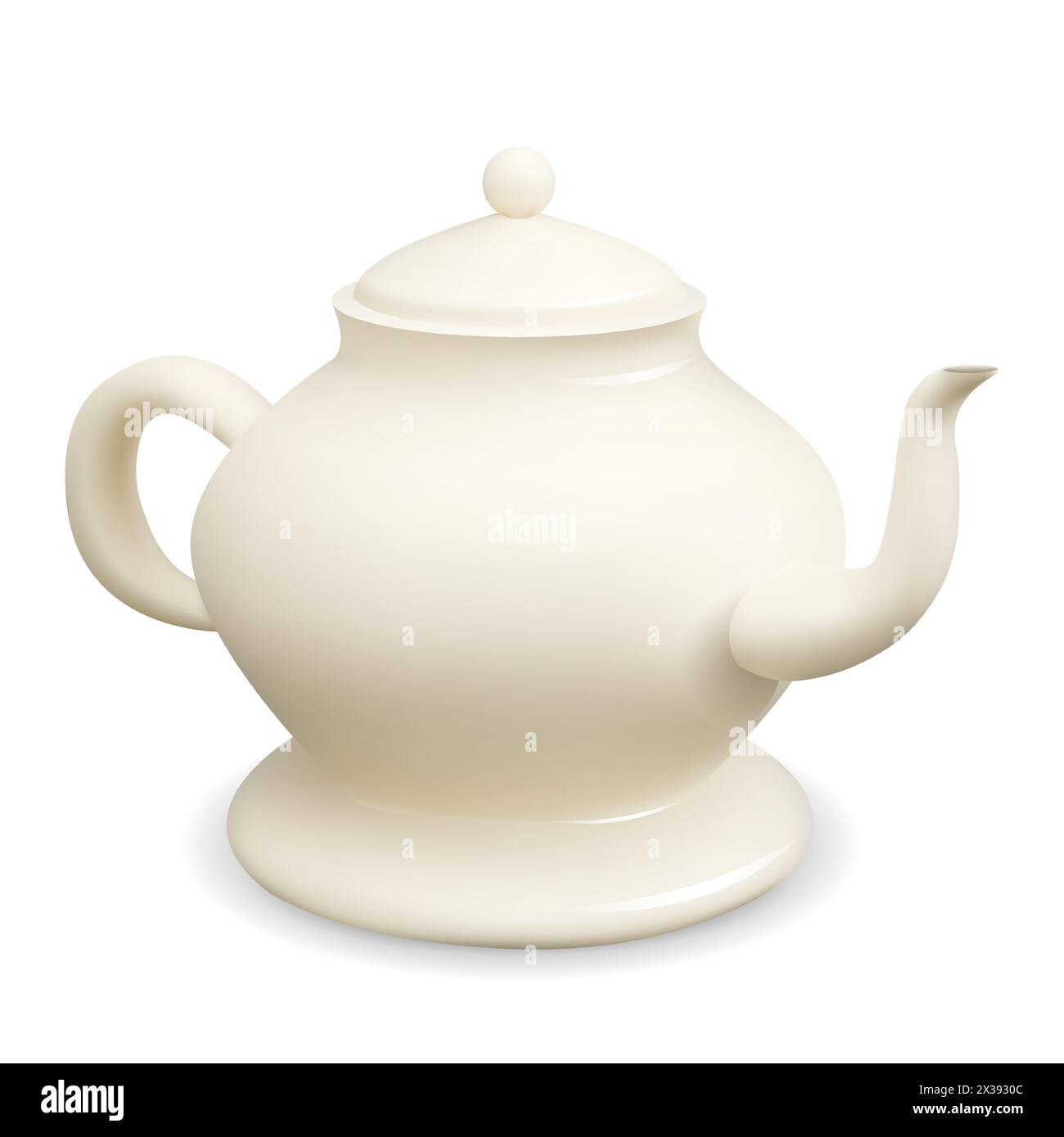 Vector realistic 3D illustration of a white porcelain teapot isolated ...