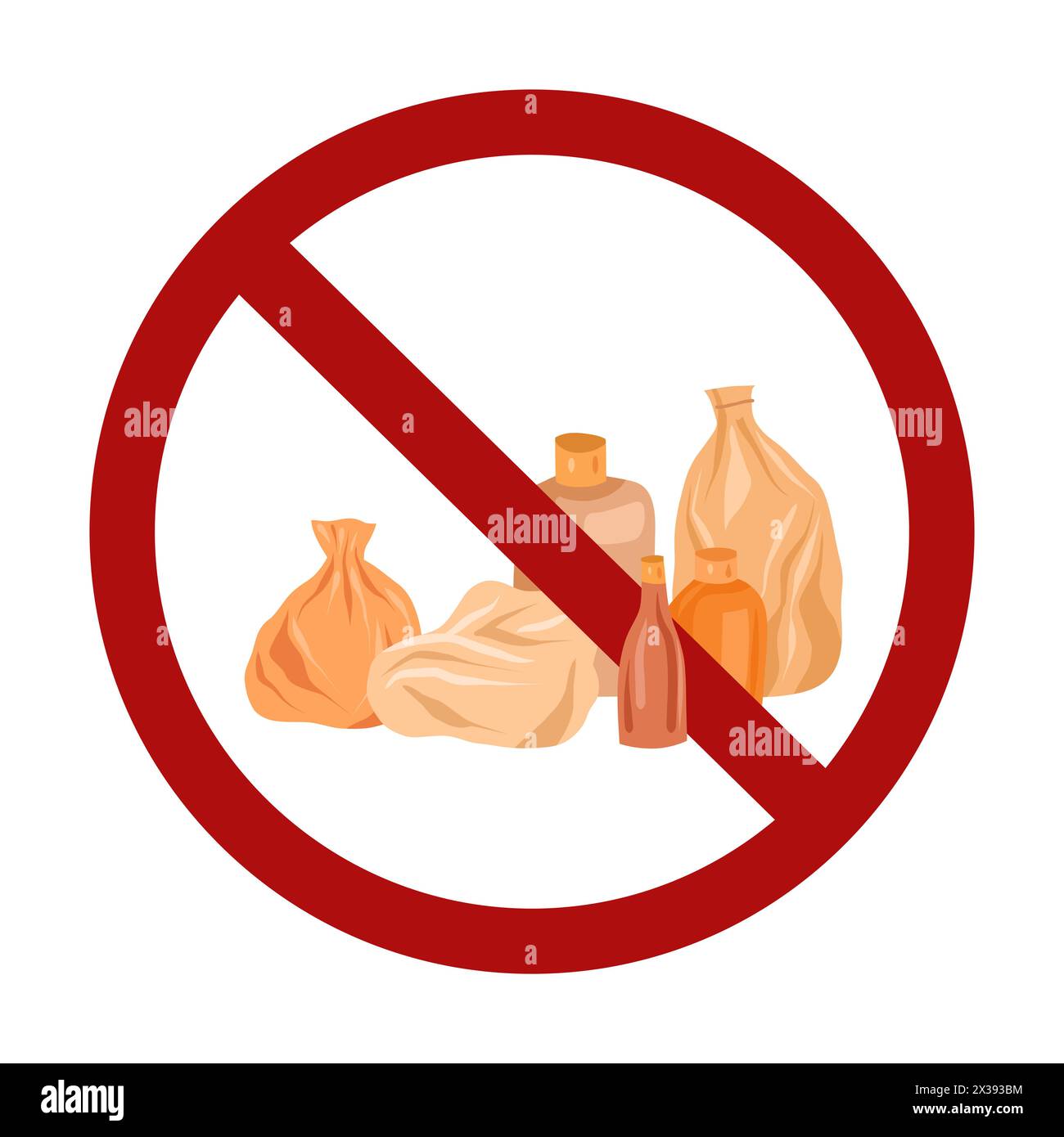 Vector prohibition sign with plastic bags isolated on background ...