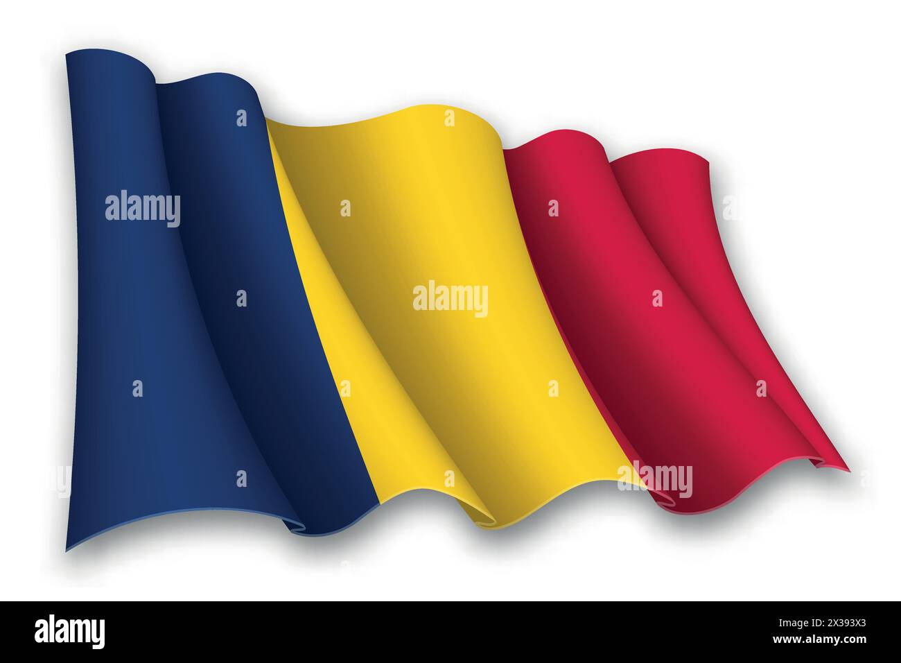 Realistic waving flag of Chad isolated on white background Stock Vector ...