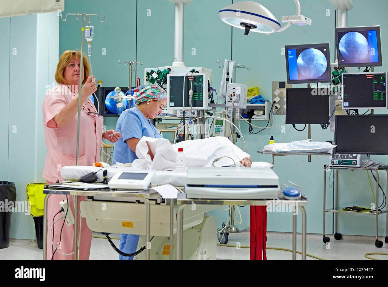 Operating room for placement of defibrillator. Intensive Care Unit ICU ...