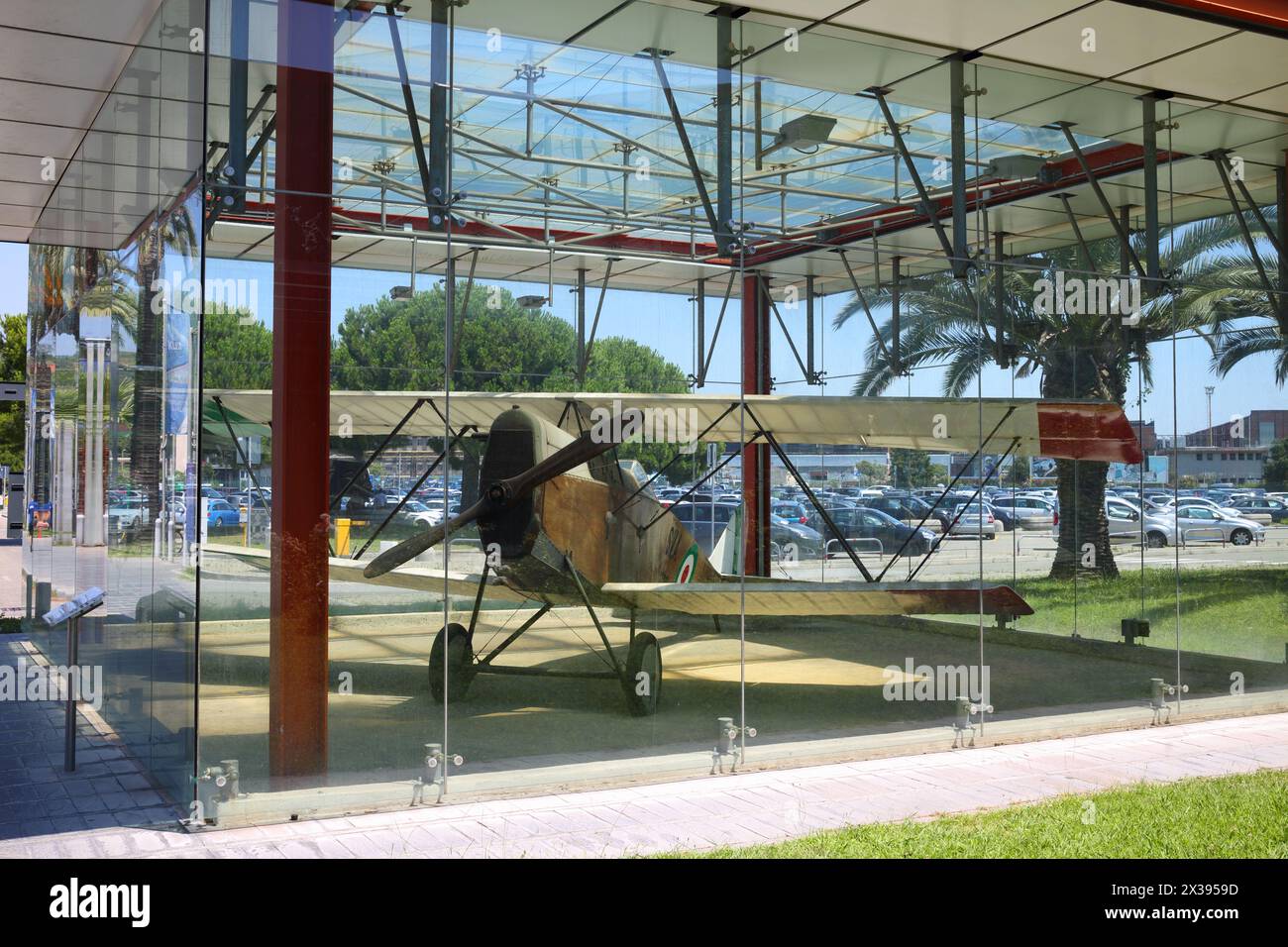 GENOA, ITALY - JUL 20, 2016: Old airplane in Genoa Cristoforo Colombo ...