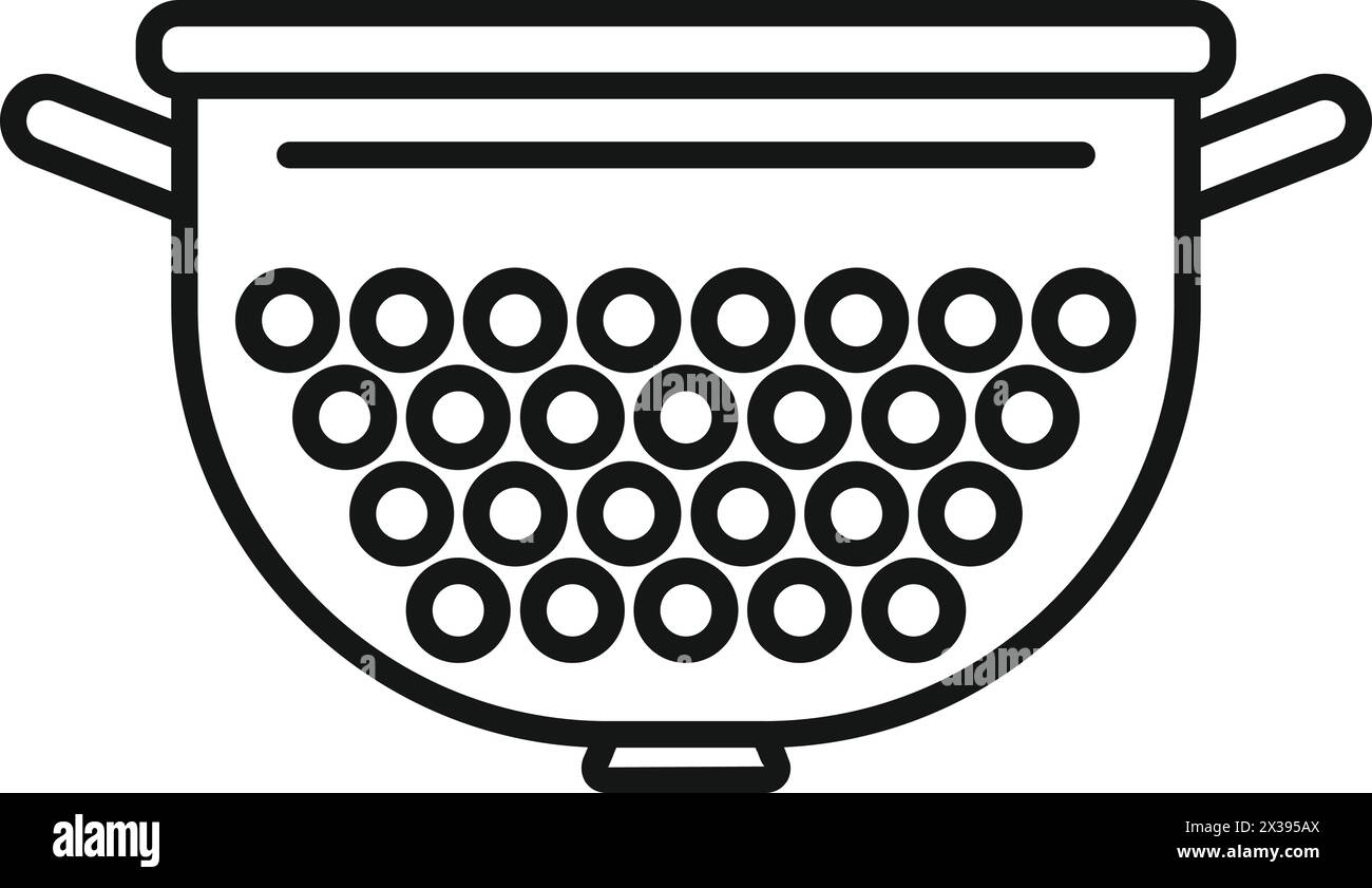 Colander filter icon outline vector. Sifting water container. Wash ...