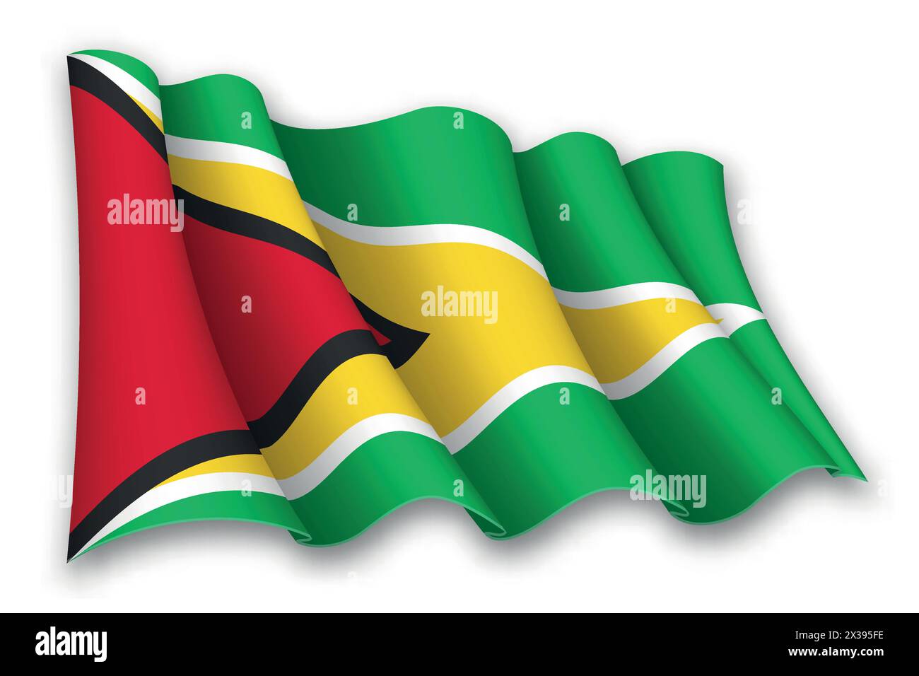 Realistic waving flag of Guyana isolated on white background Stock Vector Image & Art - Alamy
