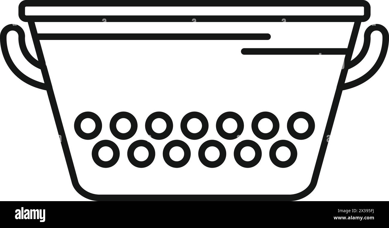 Drainer colander icon outline vector. Cooking pot. Drain object tool ...