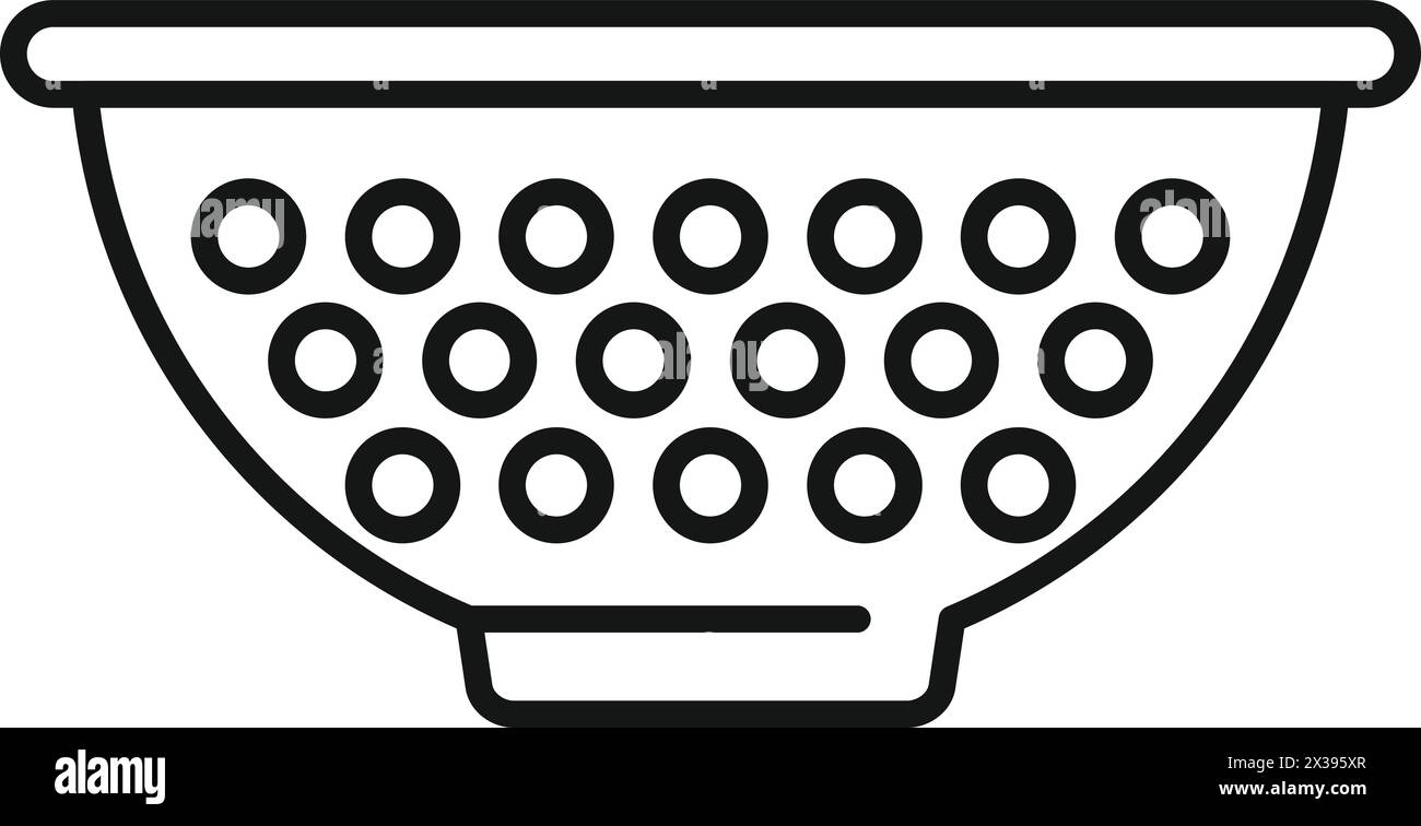 Kitchen colander tool icon outline vector. Sieve bowl. Metal dish drain ...