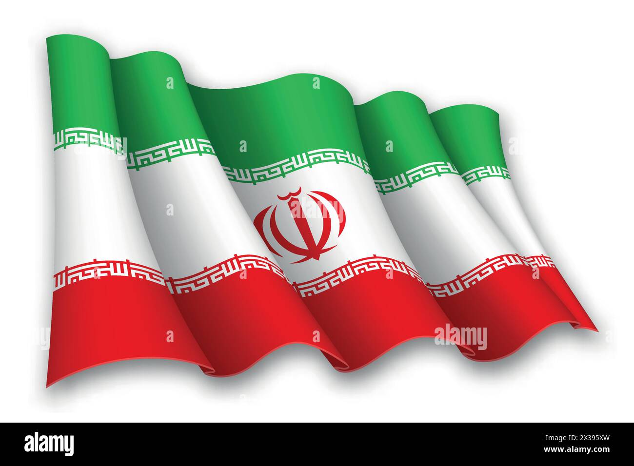 Realistic waving flag of Iran isolated on white background Stock Vector ...