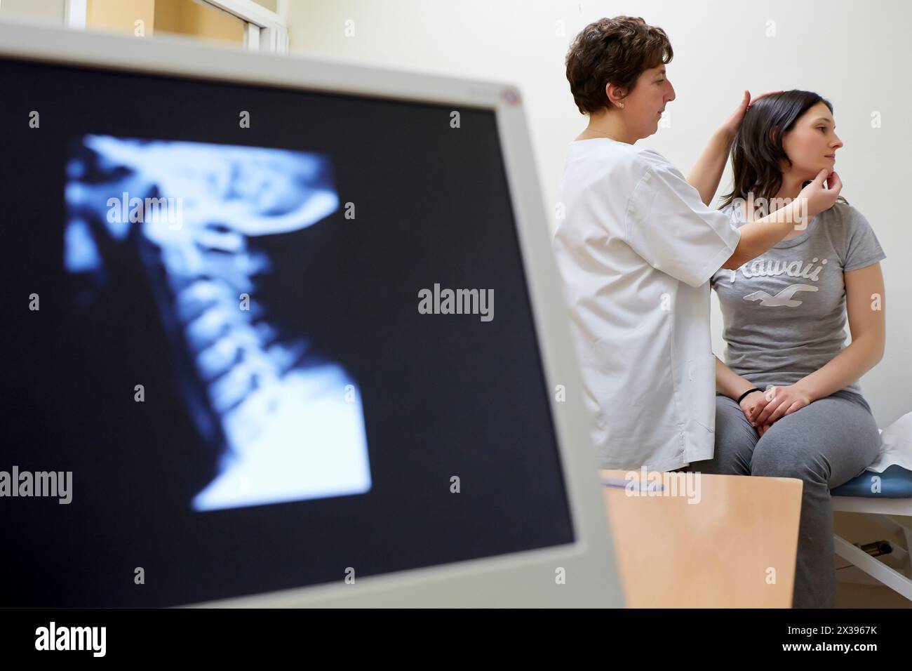Doctor neck rotation checking, Cervical X-ray image, Physiotherapy ...