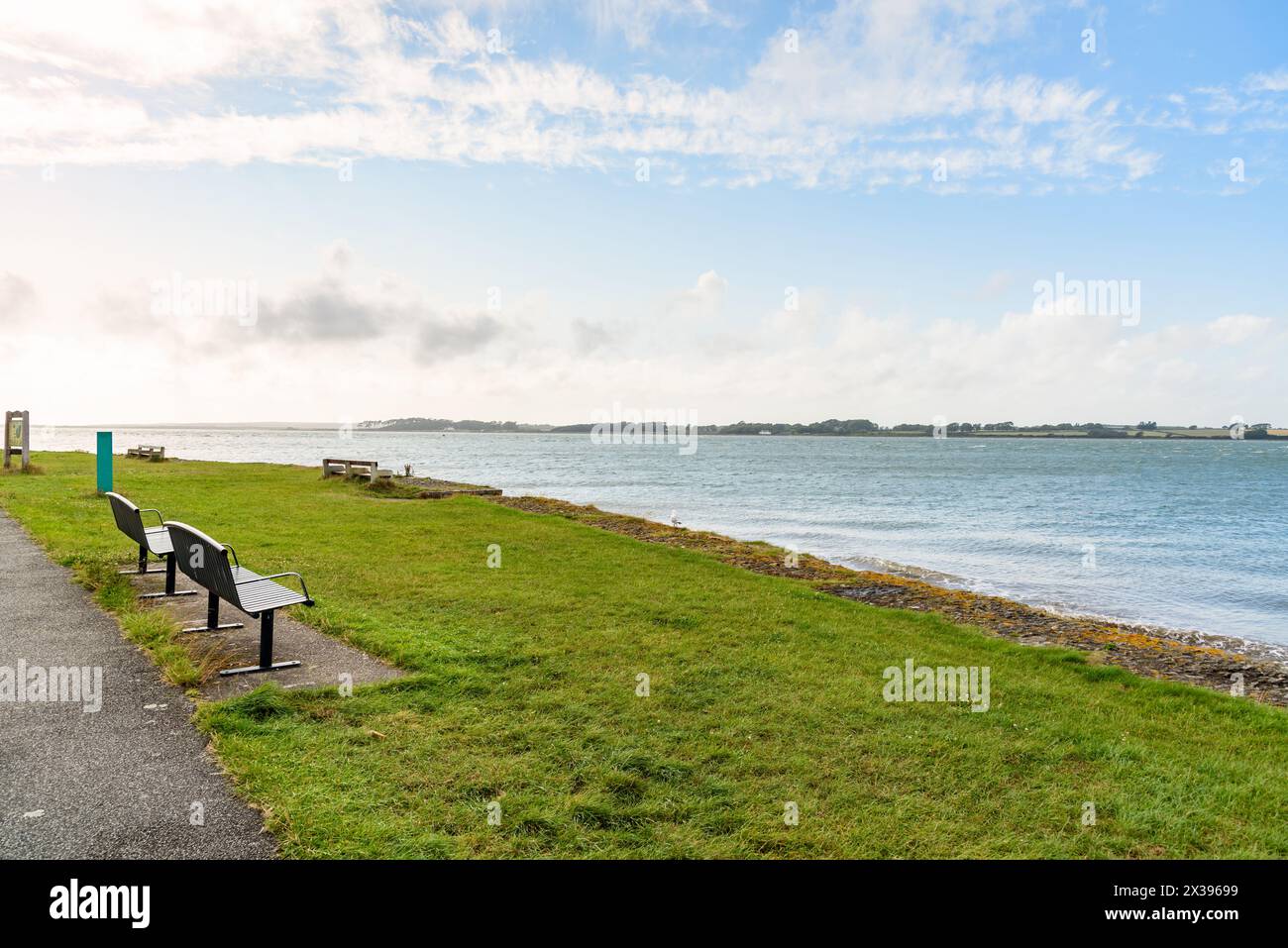 Grass park bench landscape hi-res stock photography and images - Alamy