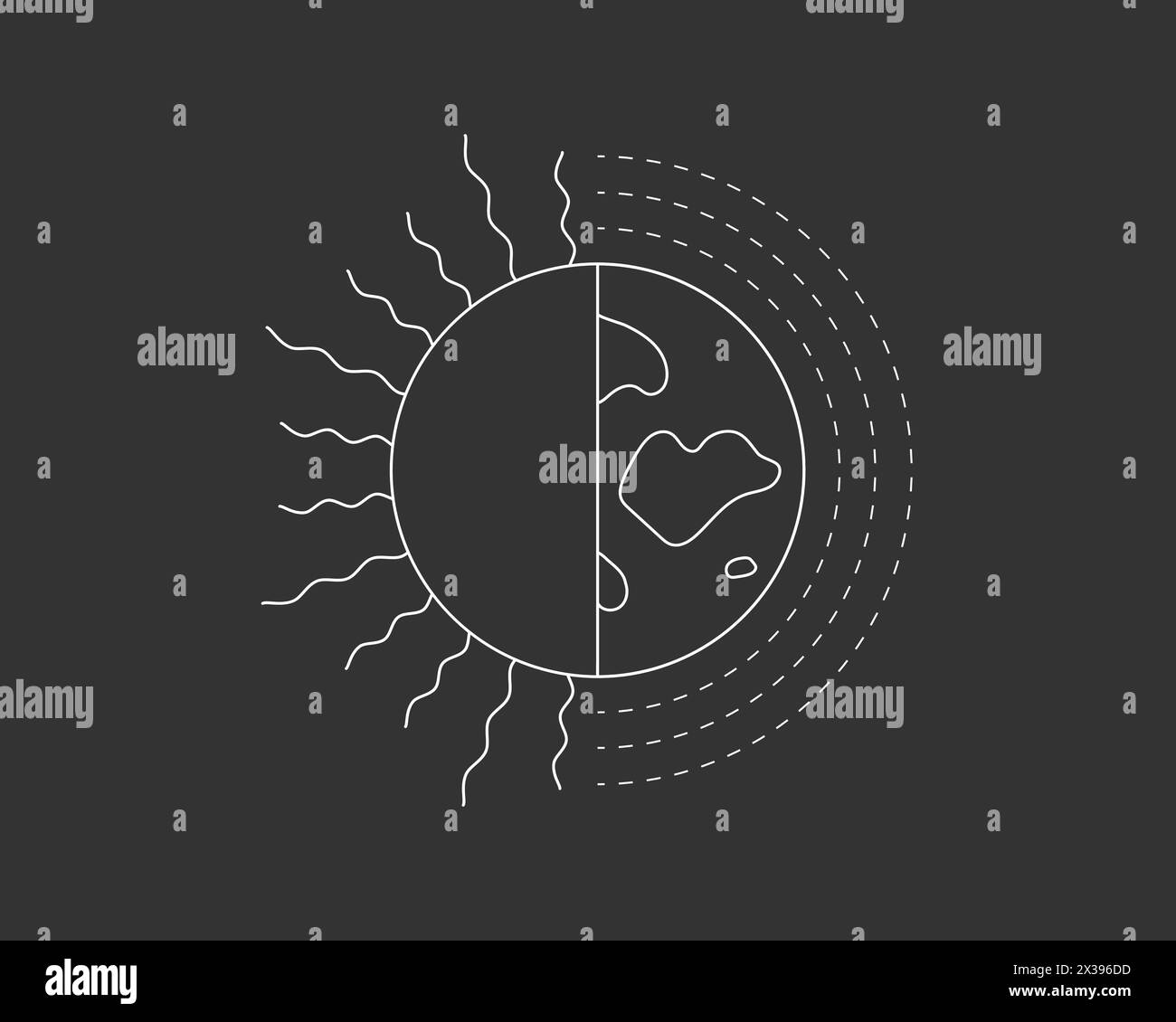 Esoteric boho style sun and moon linear symbol. Spirituality celestial ...