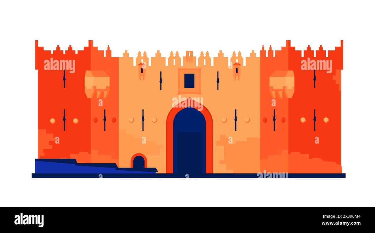 Damascus Gate - modern flat design style single isolated image Stock ...