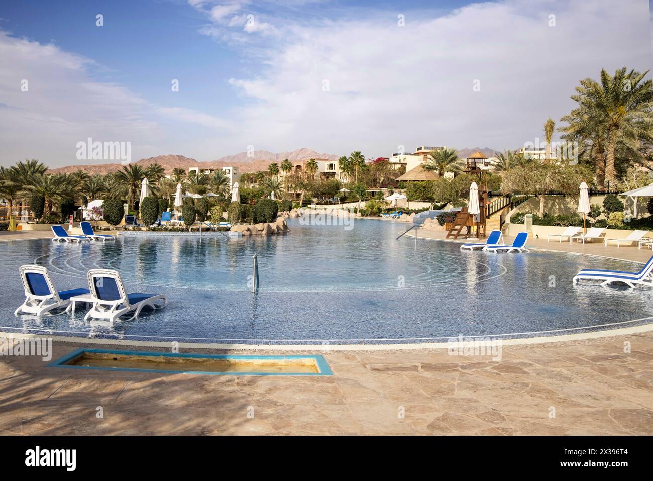 swimming pool in the movenpick resort in the town of aquba on the red ...