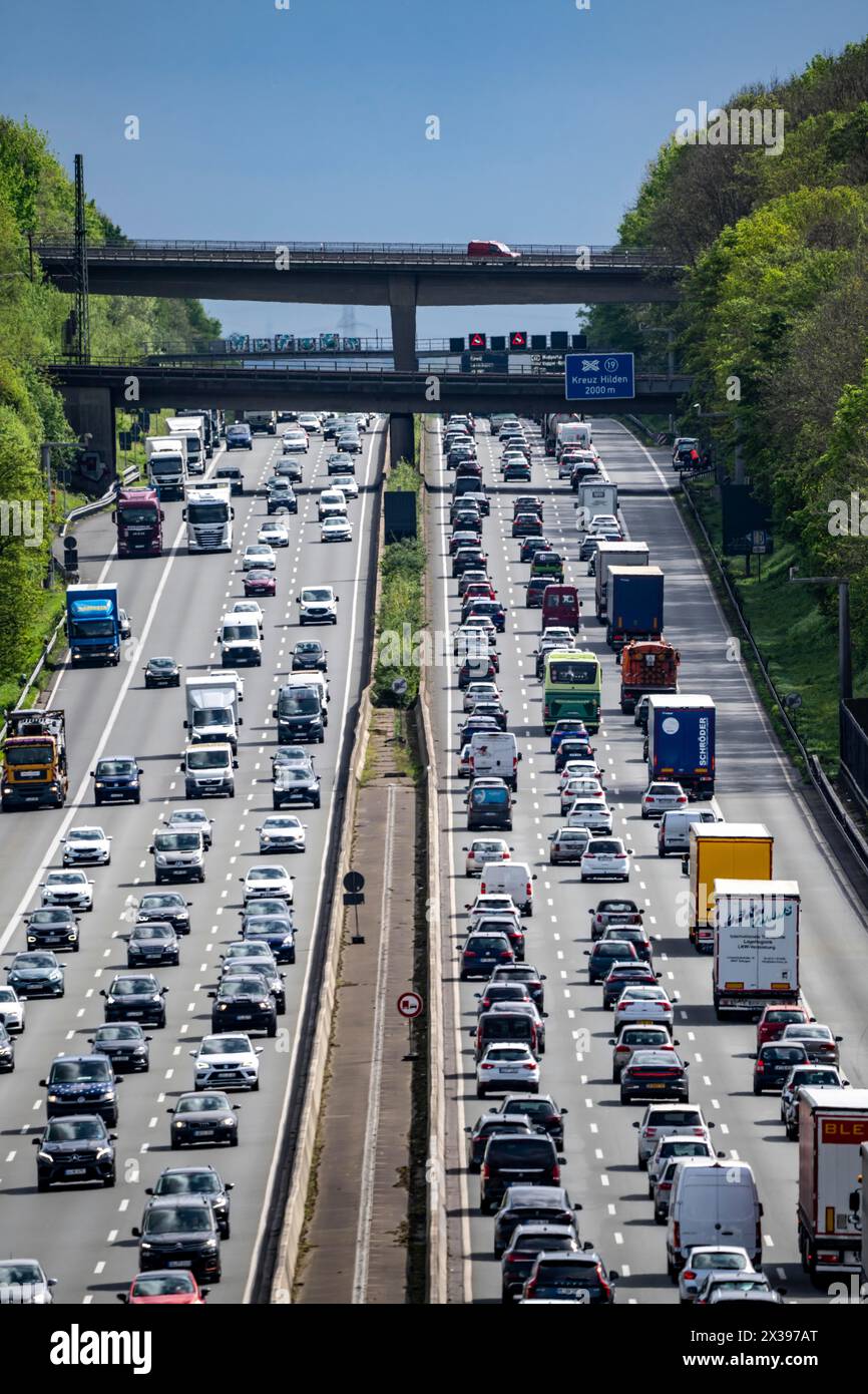 The highway A3, heavy traffic on 8 lanes, incl. the temporarily ...