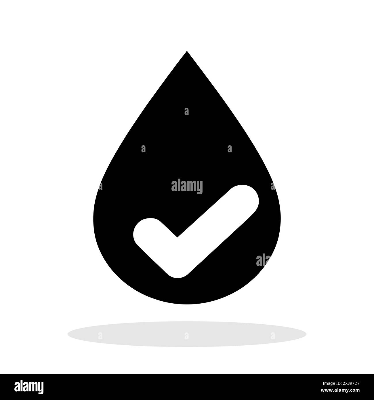 Water drop icon with checkmark. Clean water concept. Drinkable water ...