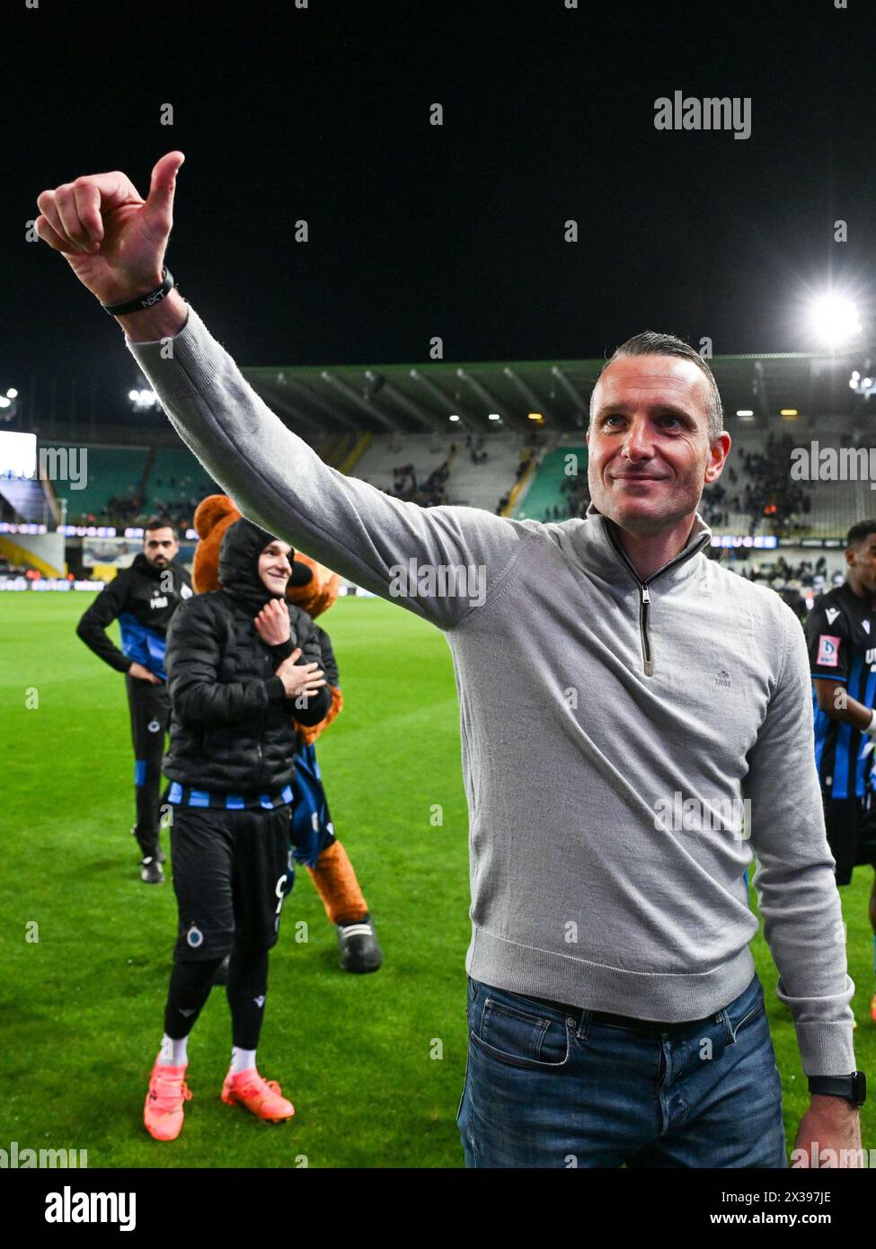 Nicky Hayen , head coach of Club Brugge, celebrates after winning the ...