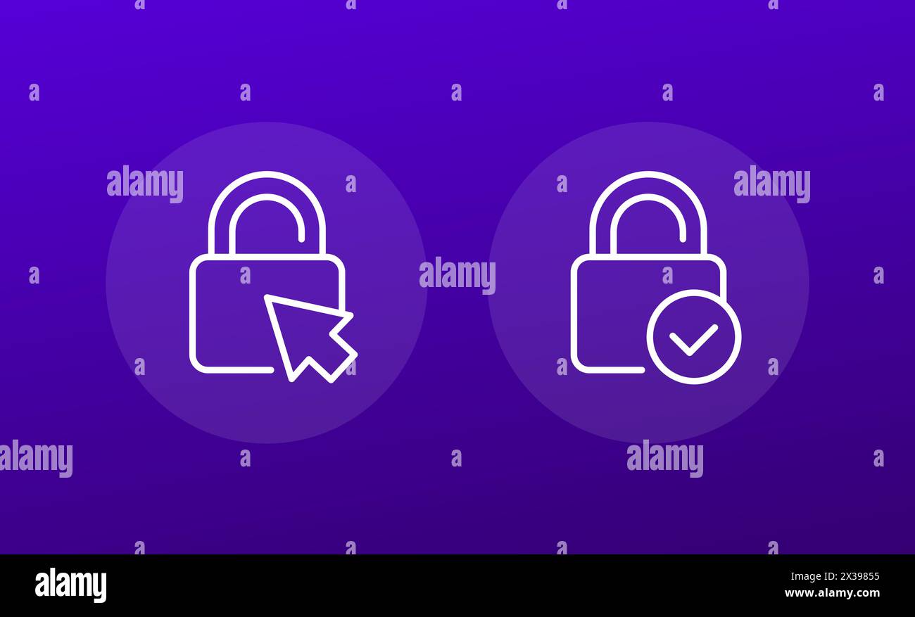 access line icons with a lock, vector Stock Vector Image & Art - Alamy
