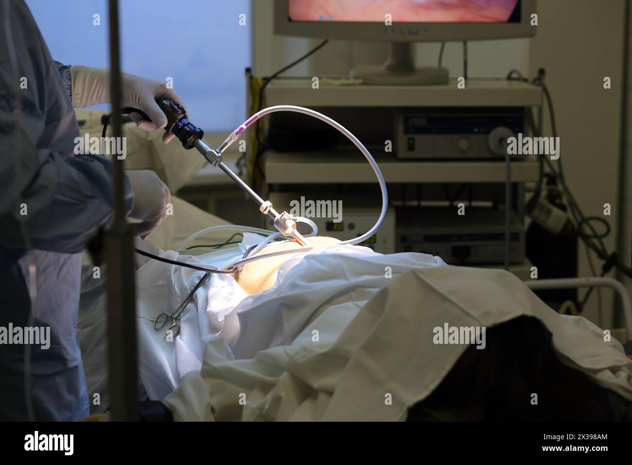 Doctor is doing surgery in the center of endosurgery and lithotripsy ...