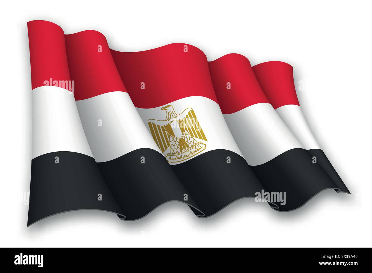 Realistic waving flag of Egypt isolated on white background Stock ...
