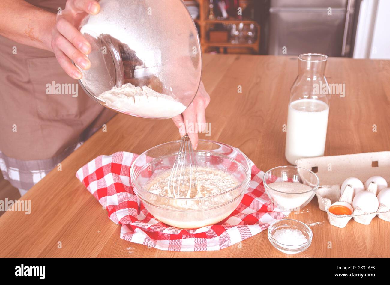 The process of preparing traditional dishes from flour Stock Photo - Alamy