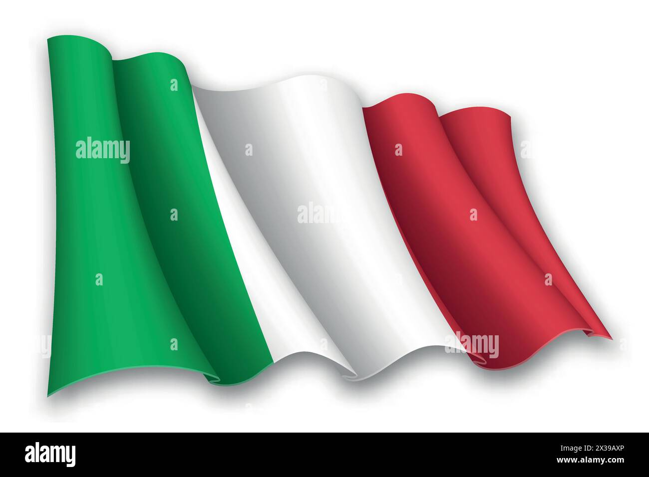 Realistic italian flag on Cut Out Stock Images & Pictures - Alamy