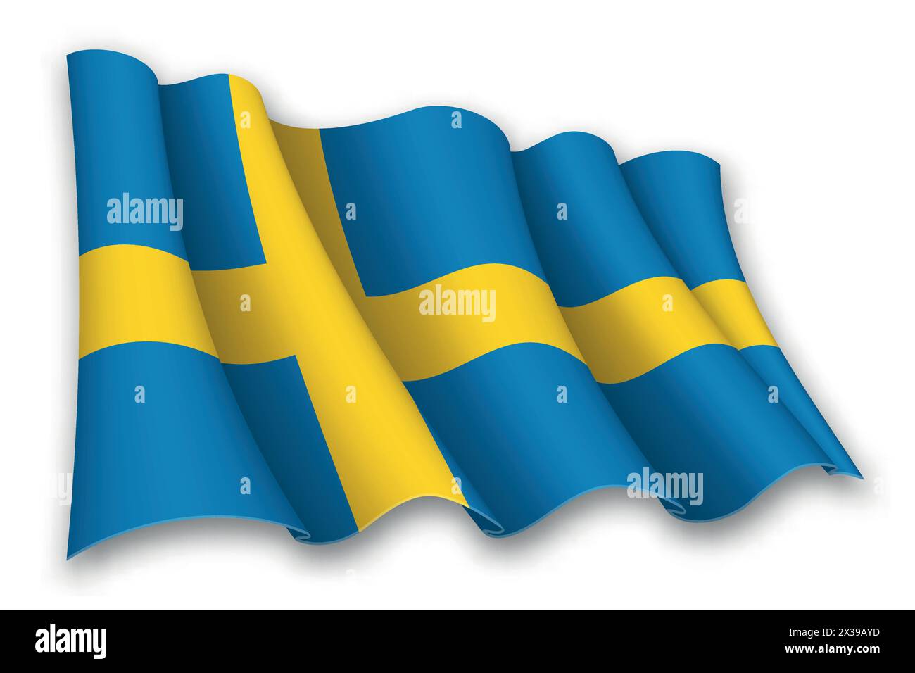 Realistic waving flag of Sweden isolated on white background Stock Vector Image & Art - Alamy