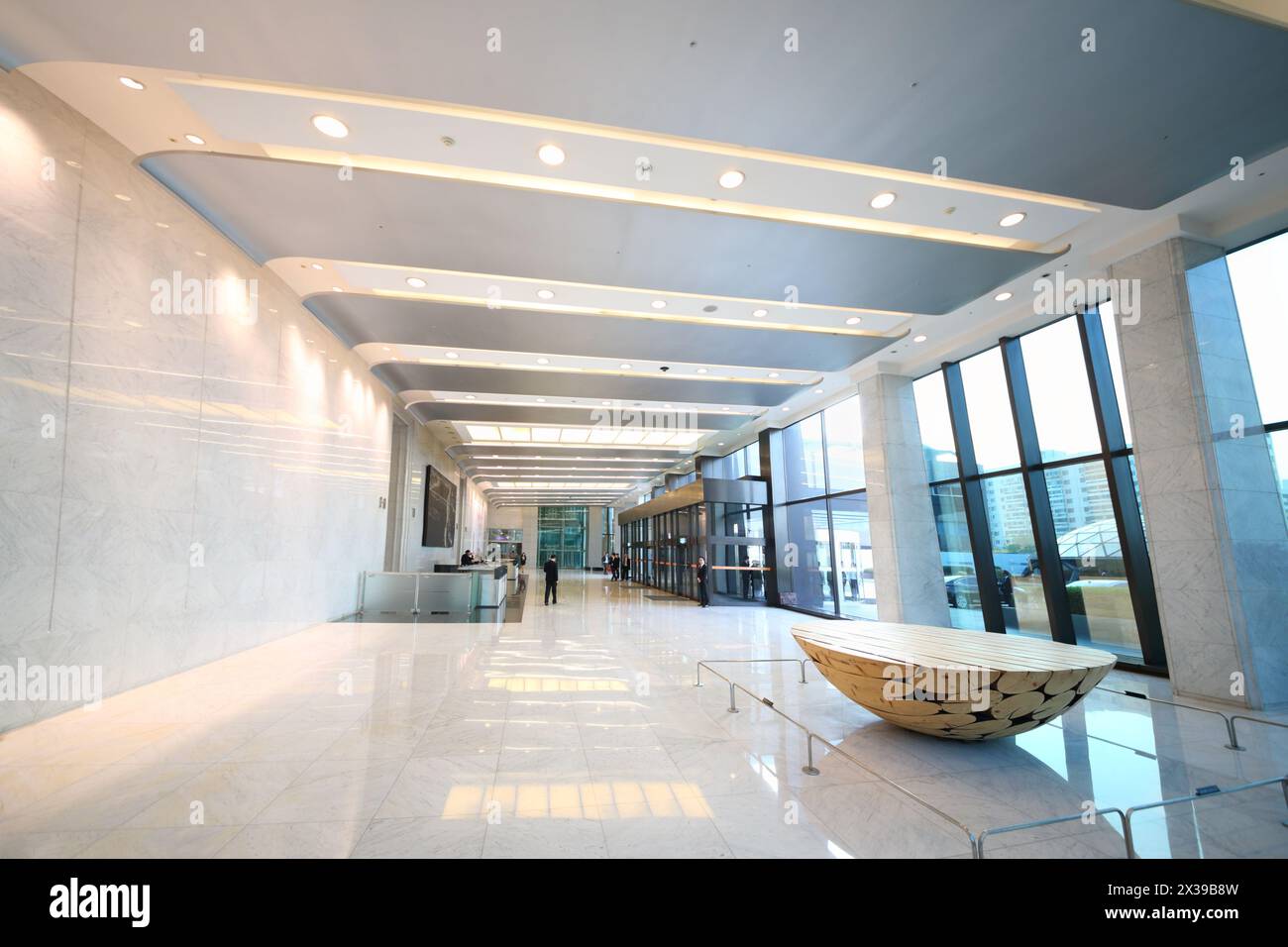 SEOUL - NOV 4, 2015: Spacious hall with doors, wickets and people of ...