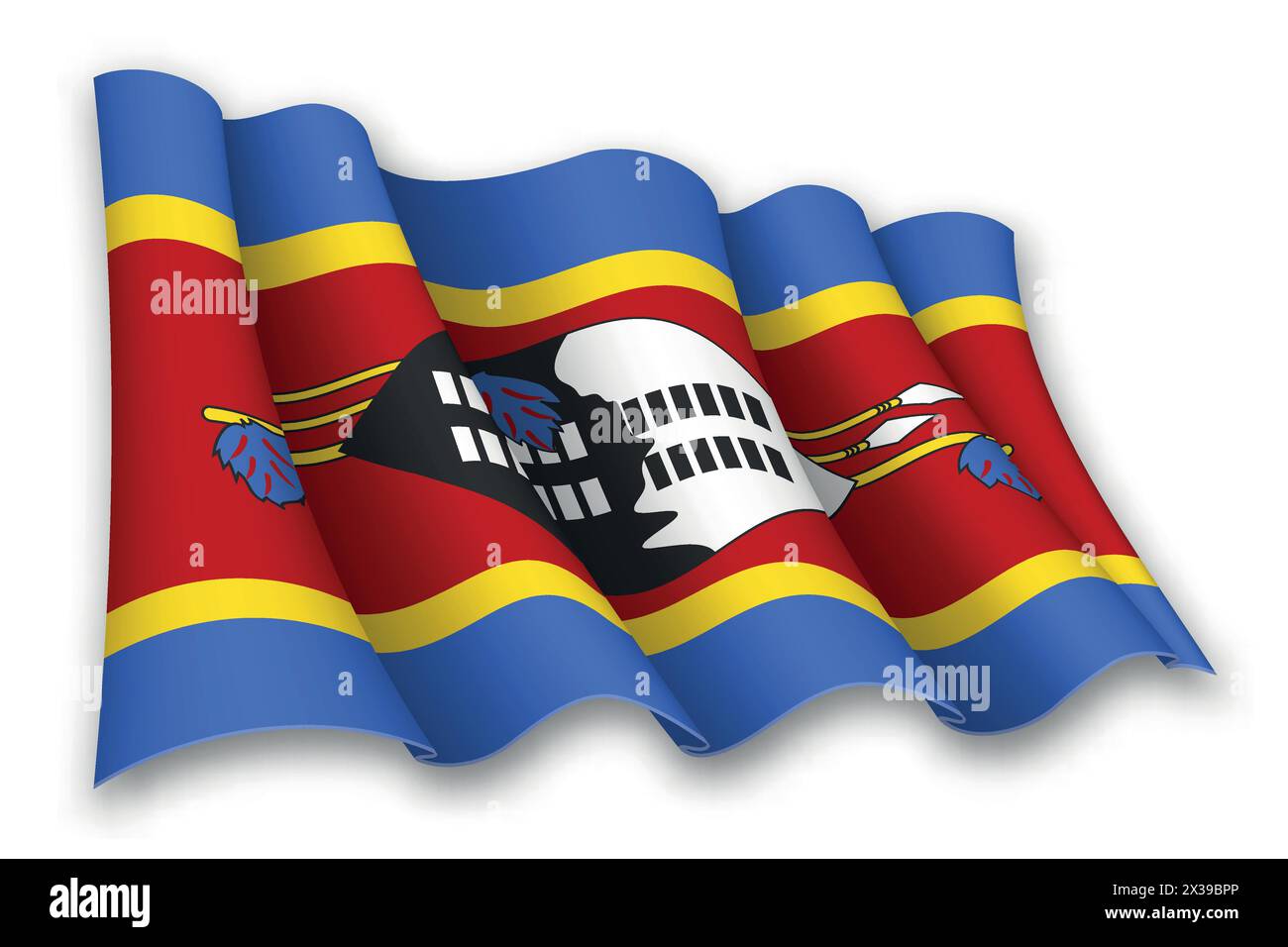 Realistic waving flag of Eswatini isolated on white background Stock Vector Image & Art - Alamy