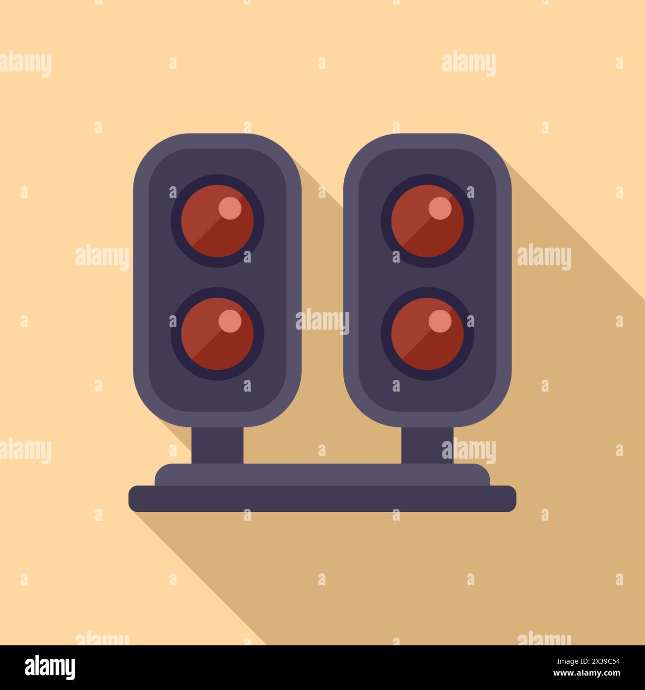 Railway crossing stop lights icon flat vector. Transport caution ...