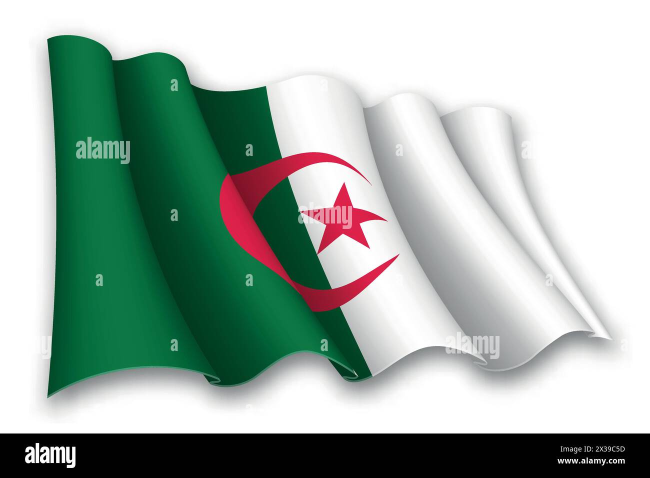 Realistic waving flag of Algeria isolated on white background Stock Vector Image & Art - Alamy